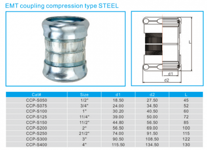 EMT Compression Coupling Steel , EMT Steel Compression Connector Straight