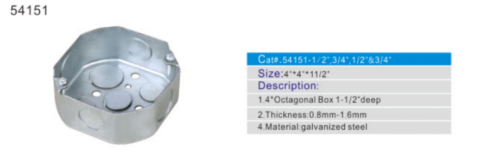 Steel Galvanised Conduit Box , Metal Conduit Junction Box 0.8-1.5mm ...